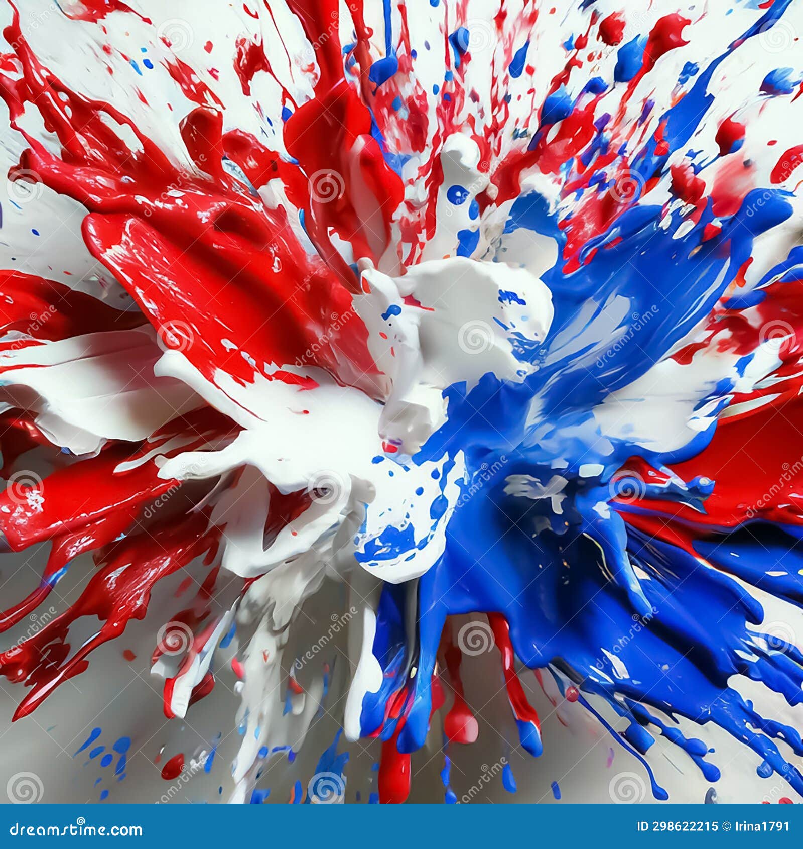 Red, White and Blue Splashes of Paint Flying in Different Directions ...