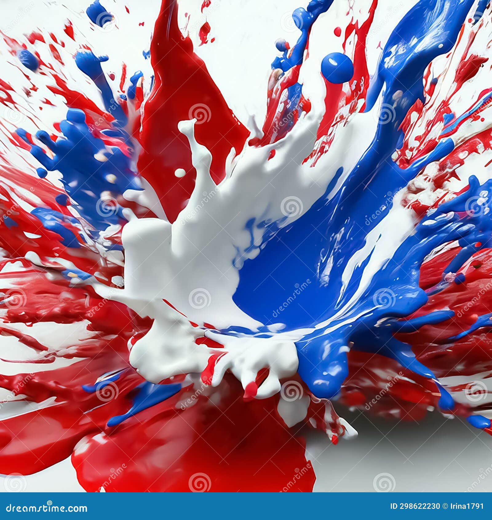 Red, White and Blue Splashes of Paint Flying in Different Directions ...