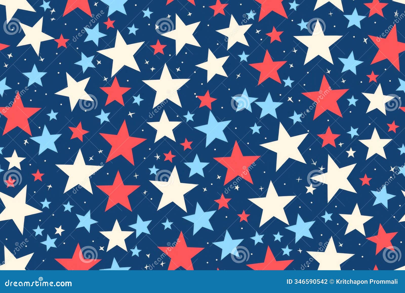 Red, White and Blue Stars on a Blue Background Stock Illustration ...