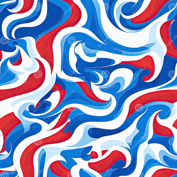 Red White and Blue Swirl Seamless Pattern. Stock Illustration ...