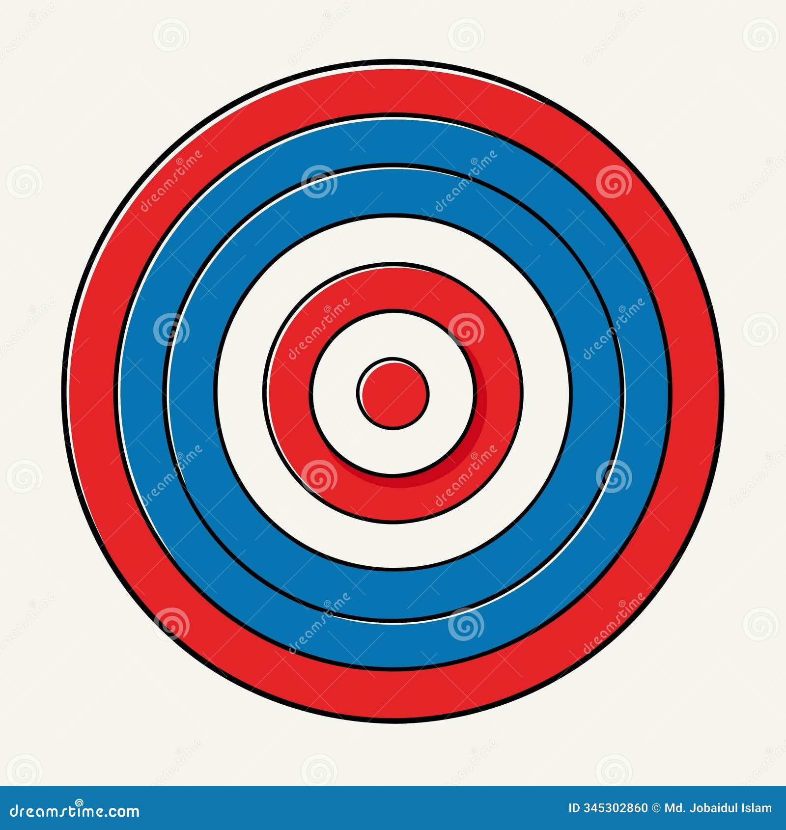 Red, White, and Blue Target Bullseye Symbol - Concentric Circle Design ...