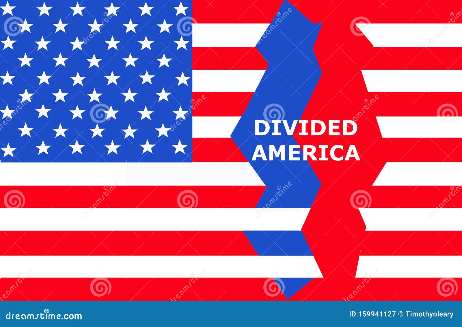 Divided America United States Of America Flag Showing The Political