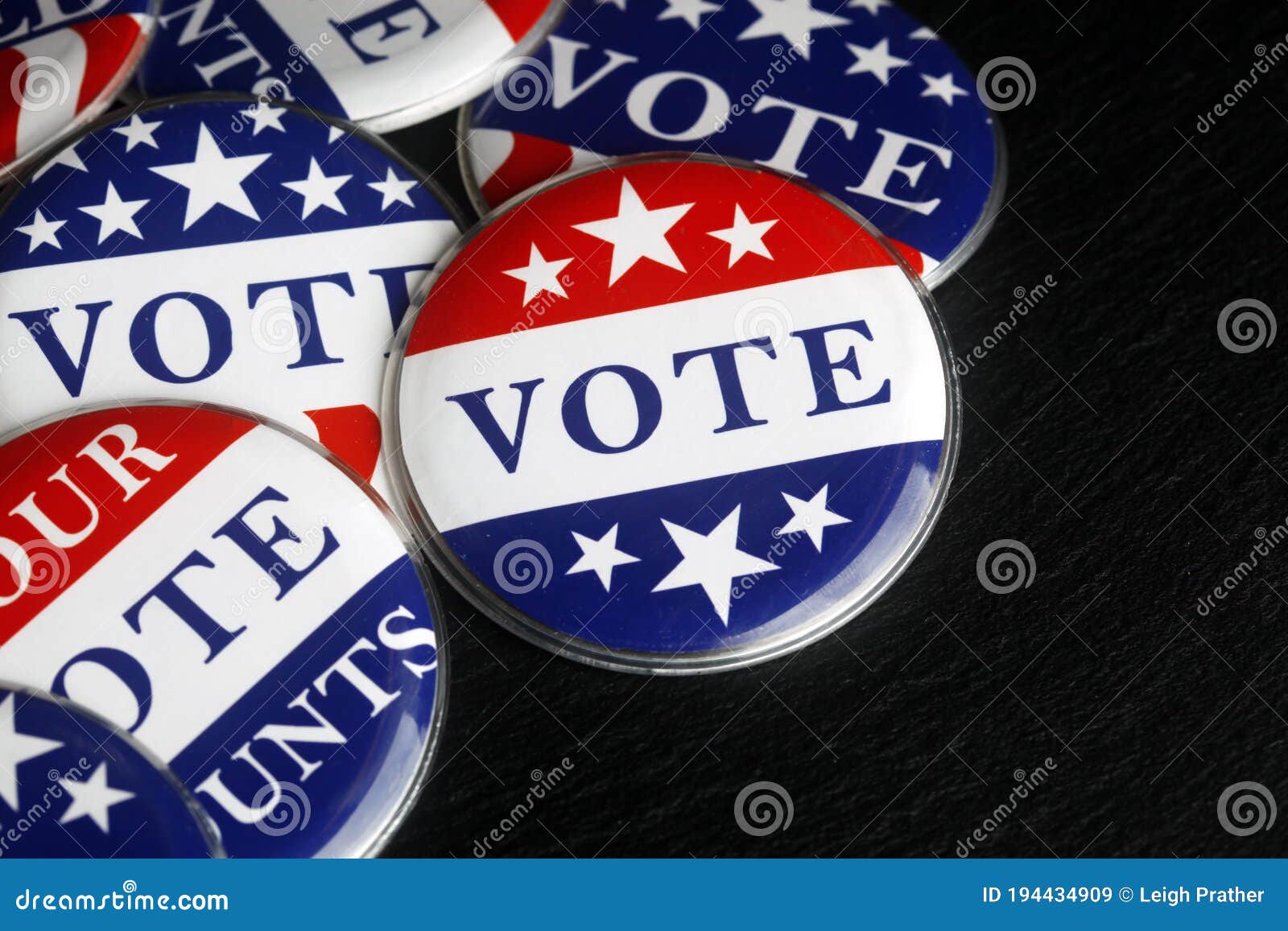 Red, White, and Blue Vote Buttons Background Stock Image - Image of ...