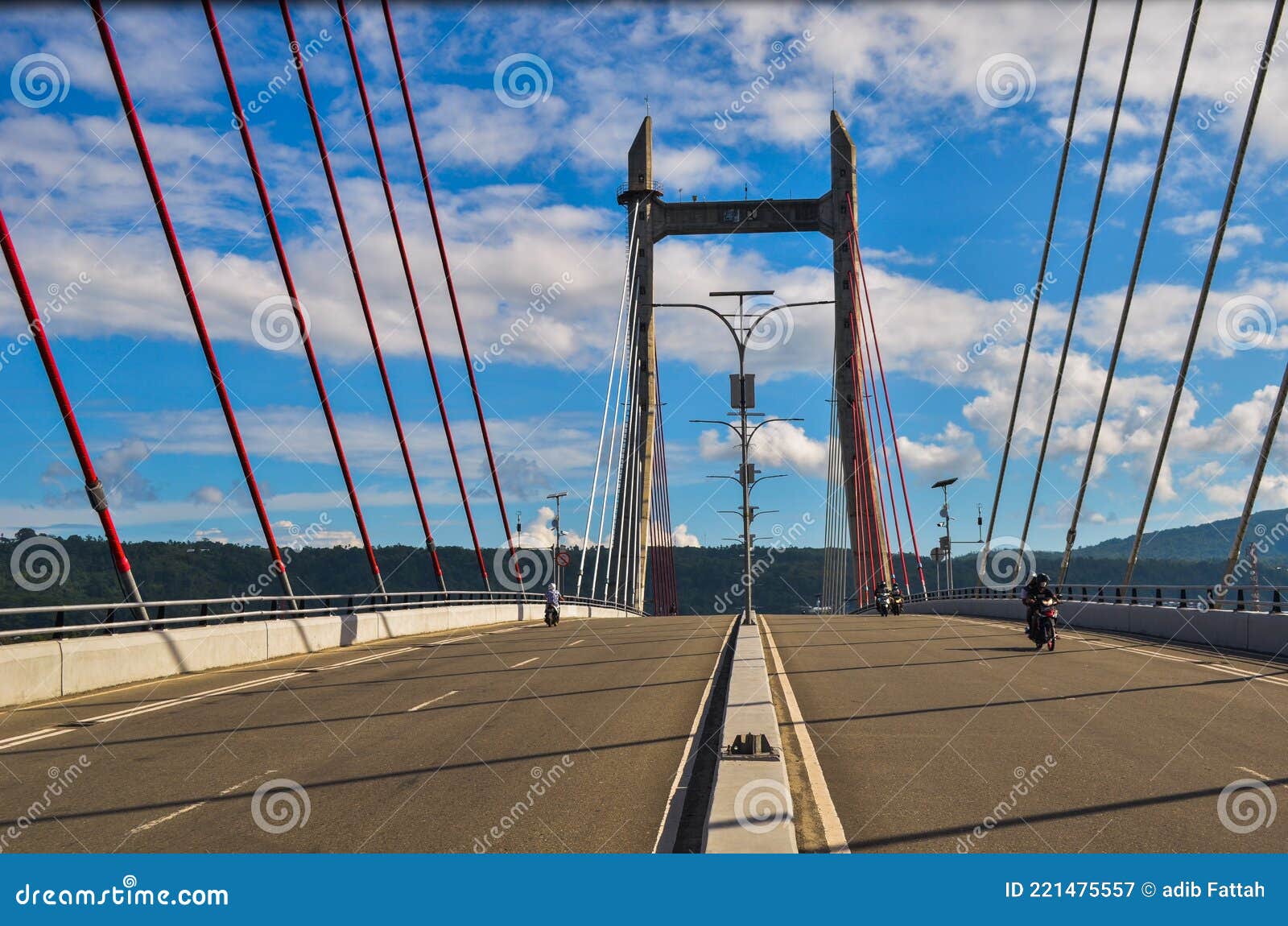 Red and White Bridge in Ambon City, Indonesia Stock Image - Image of ...
