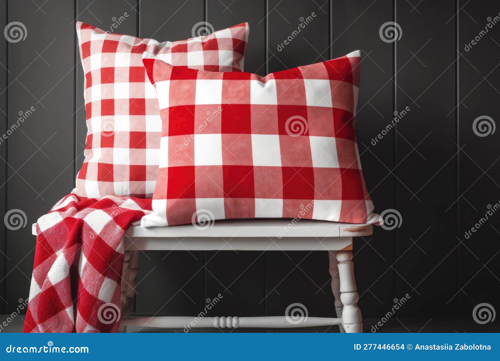 Red and White Buffalo Check Pattern. Generative AI Stock Illustration ...