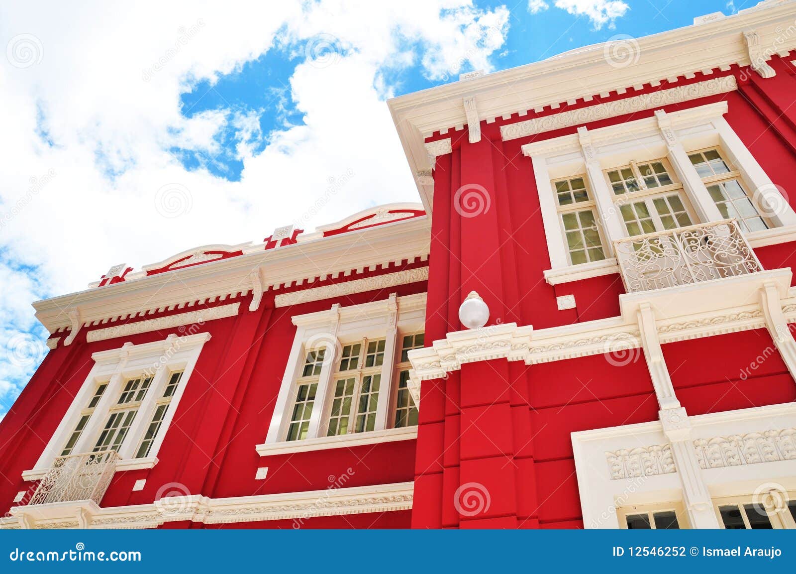 Red and white building stock photo. Image of windows - 12546252