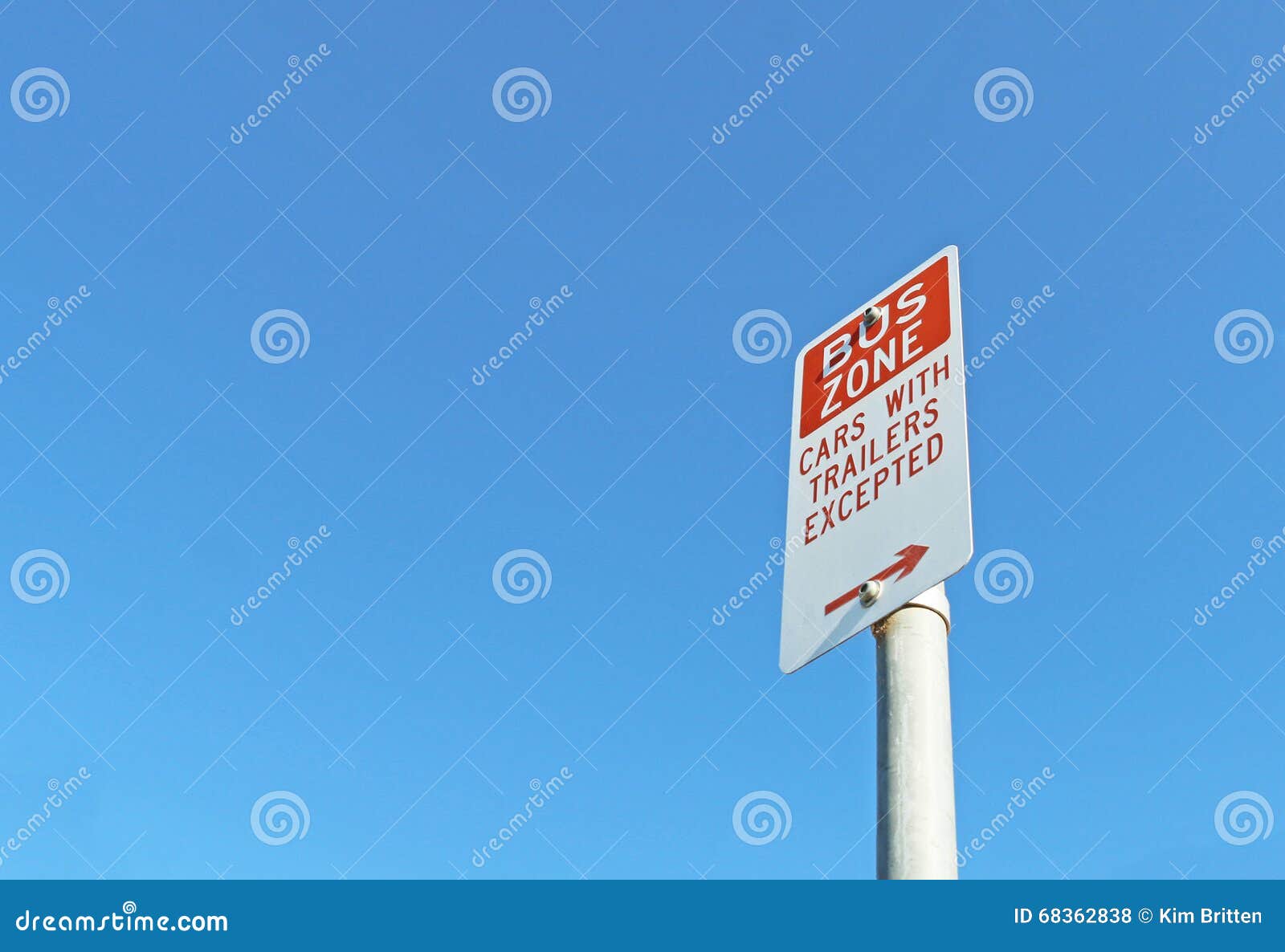Red and White Bus Zone Sign in a Blue Sky Stock Photo - Image of bolt ...