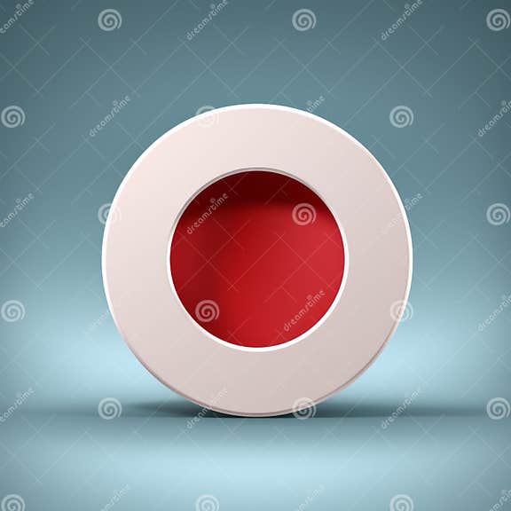 A Red and White Button on a Blue Background Stock Illustration ...