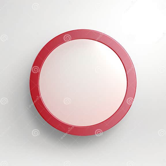A Red and White Button on a White Surface Stock Illustration ...