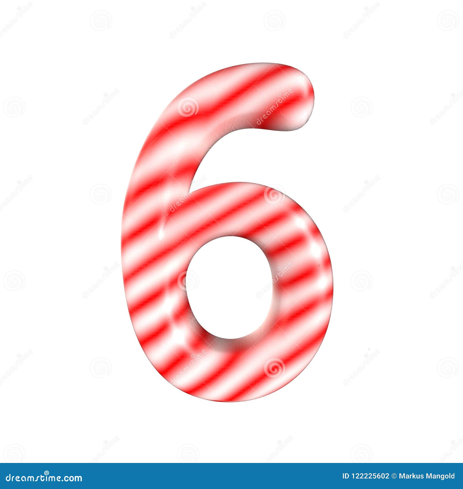 Red White Candy Number 6 Isolated on White Background Stock Photo ...