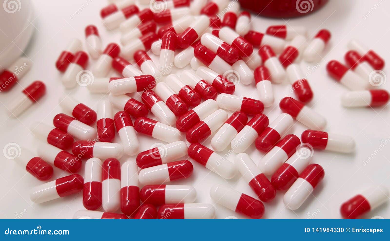 Red and white capsules stock photo. Image of medical - 141984330