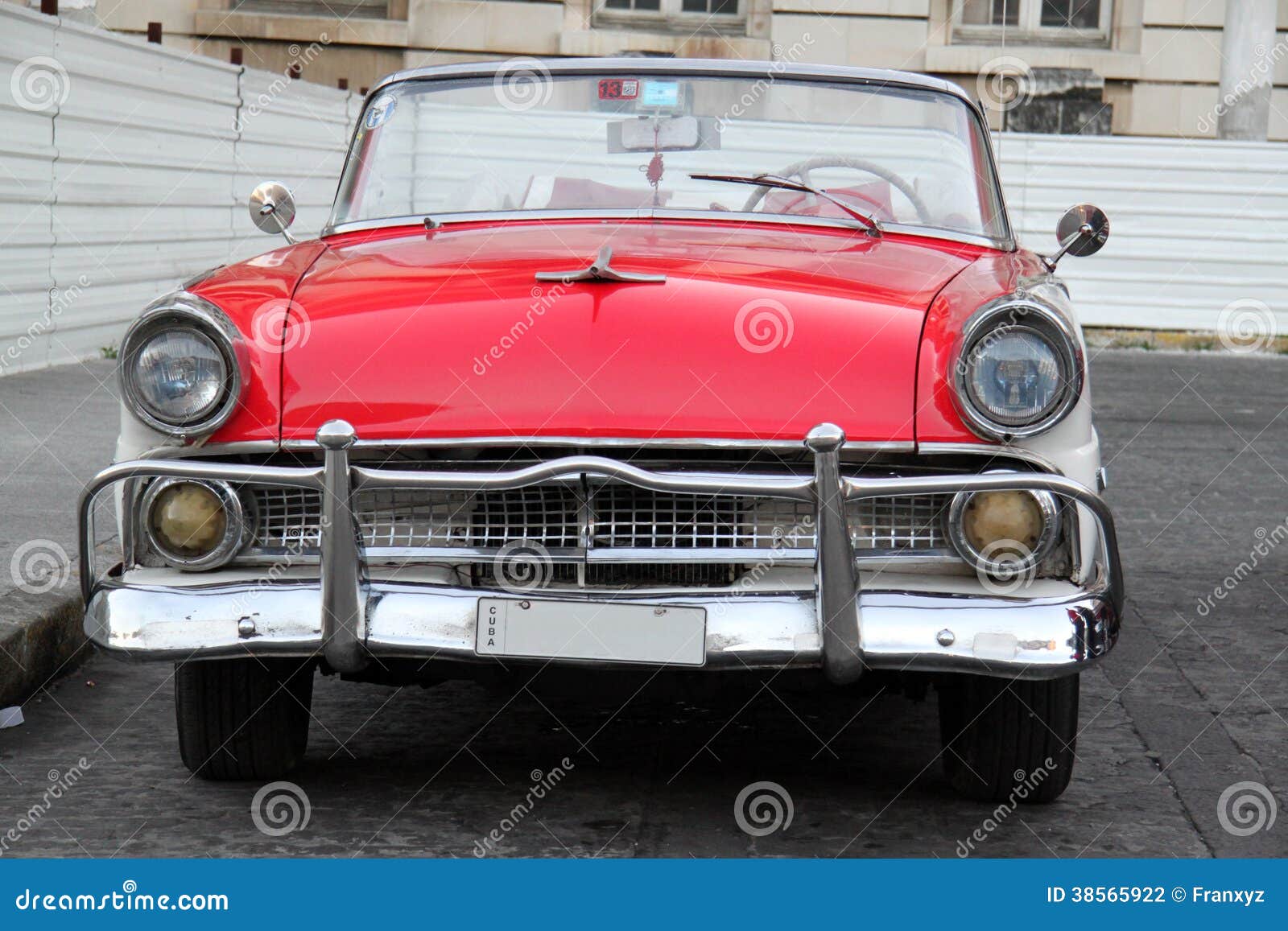 Red and White Car in Havana Stock Photo - Image of cuba, capitolio ...