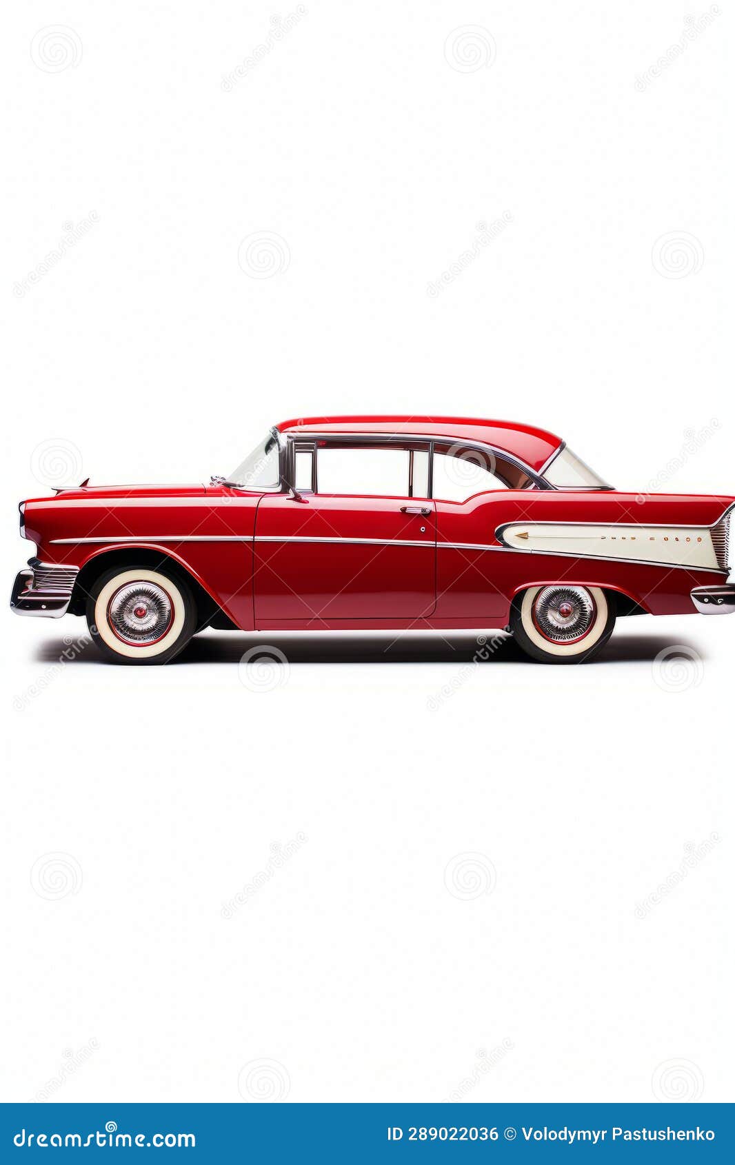 Red and White Car is Shown in this Image, it is Classic Car. Generative ...
