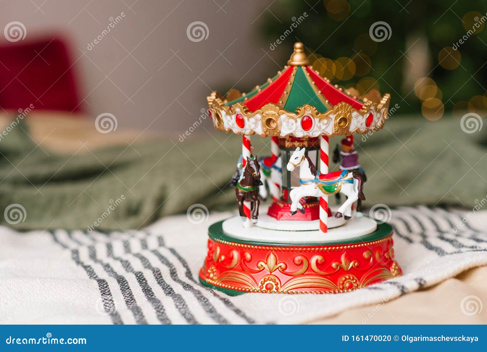 Red and White Carousel Toy on the Background of Christmas Stock Photo ...