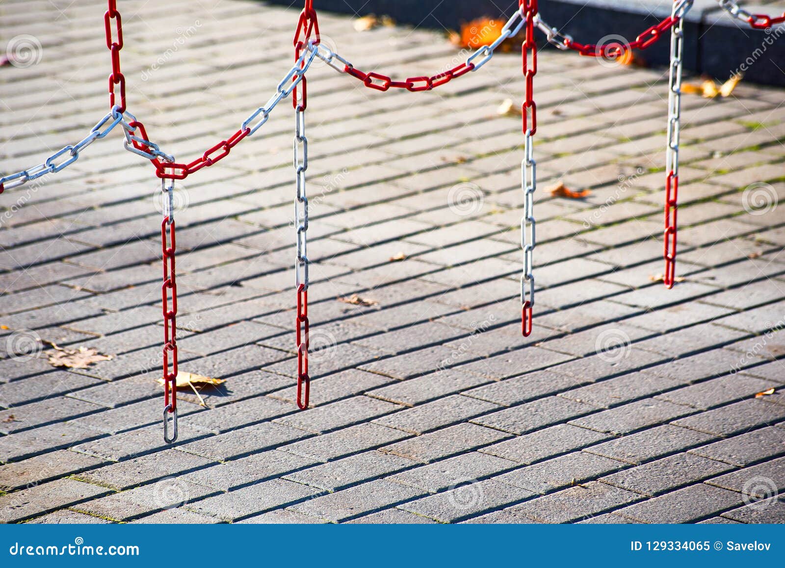 Red and White Chain Prohibiting Entry Stock Image - Image of obstacle ...