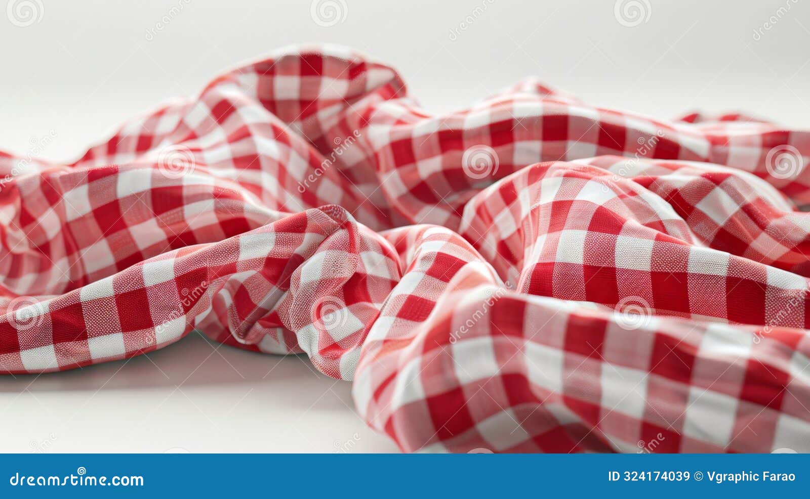 Red and White Checkered Fabric on White Background Stock Image - Image ...
