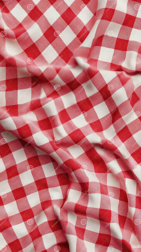 Red and White Checkered Fabric, a Detailed Look at the Texture, Weave, and Drape of Gingham ...