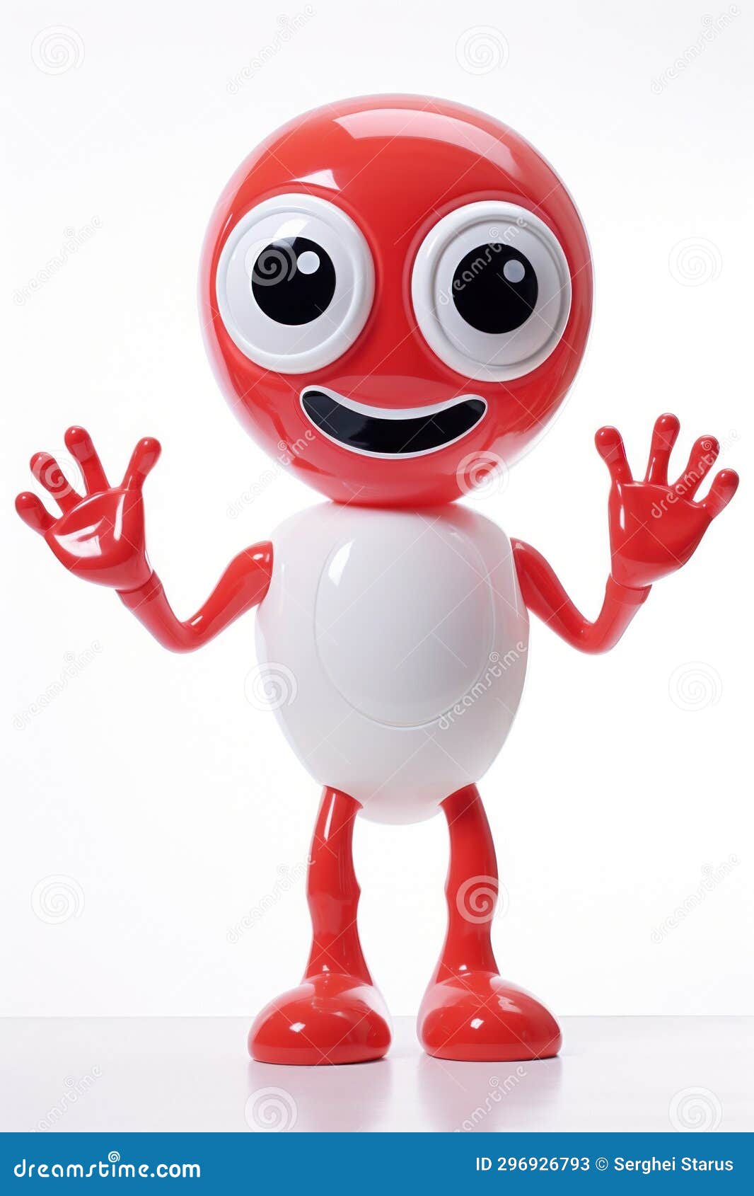 A Red and White Childish Robot with Big Eyes, AI Stock Illustration ...