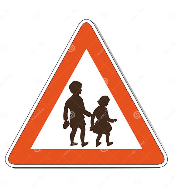 Red White Children Warning Sign Stock Vector - Illustration of symbol ...