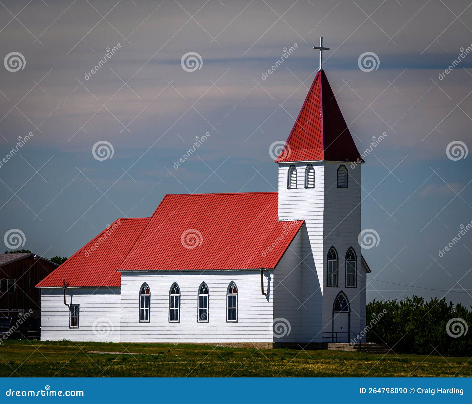 Red and White Church stock photo. Image of faith, alberta - 264798090