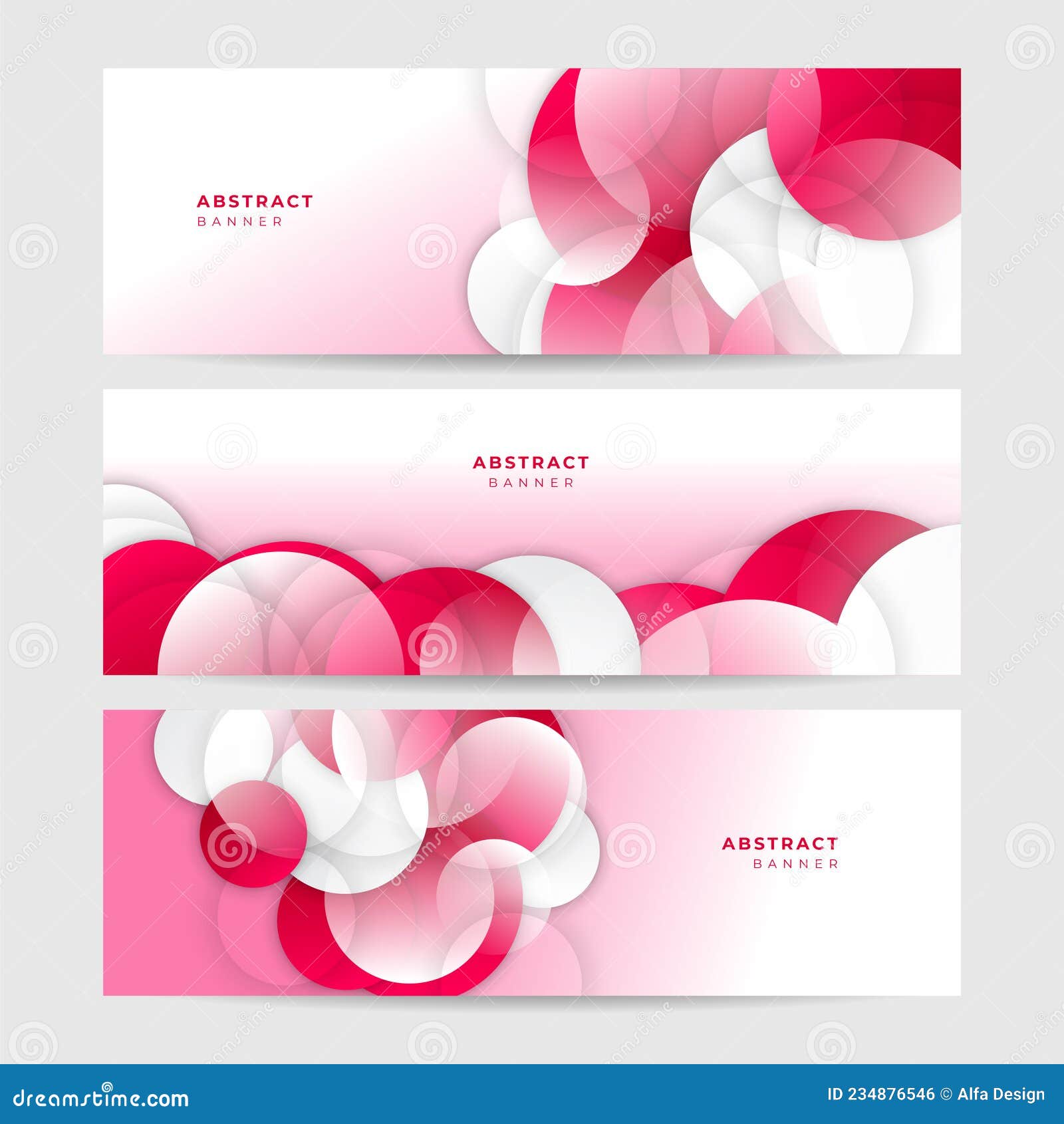 Red White Circle Abstract Vector Business Long Banner Template ...