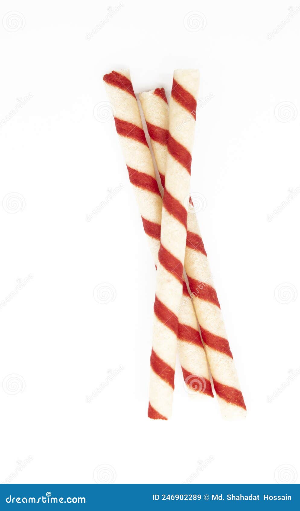 Red and White Color Wafer Stick on White Background , Top View Stock ...