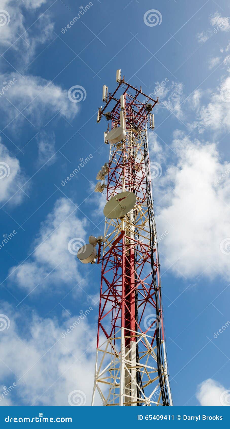 Red and White Communication Tower Stock Image - Image of tropical ...