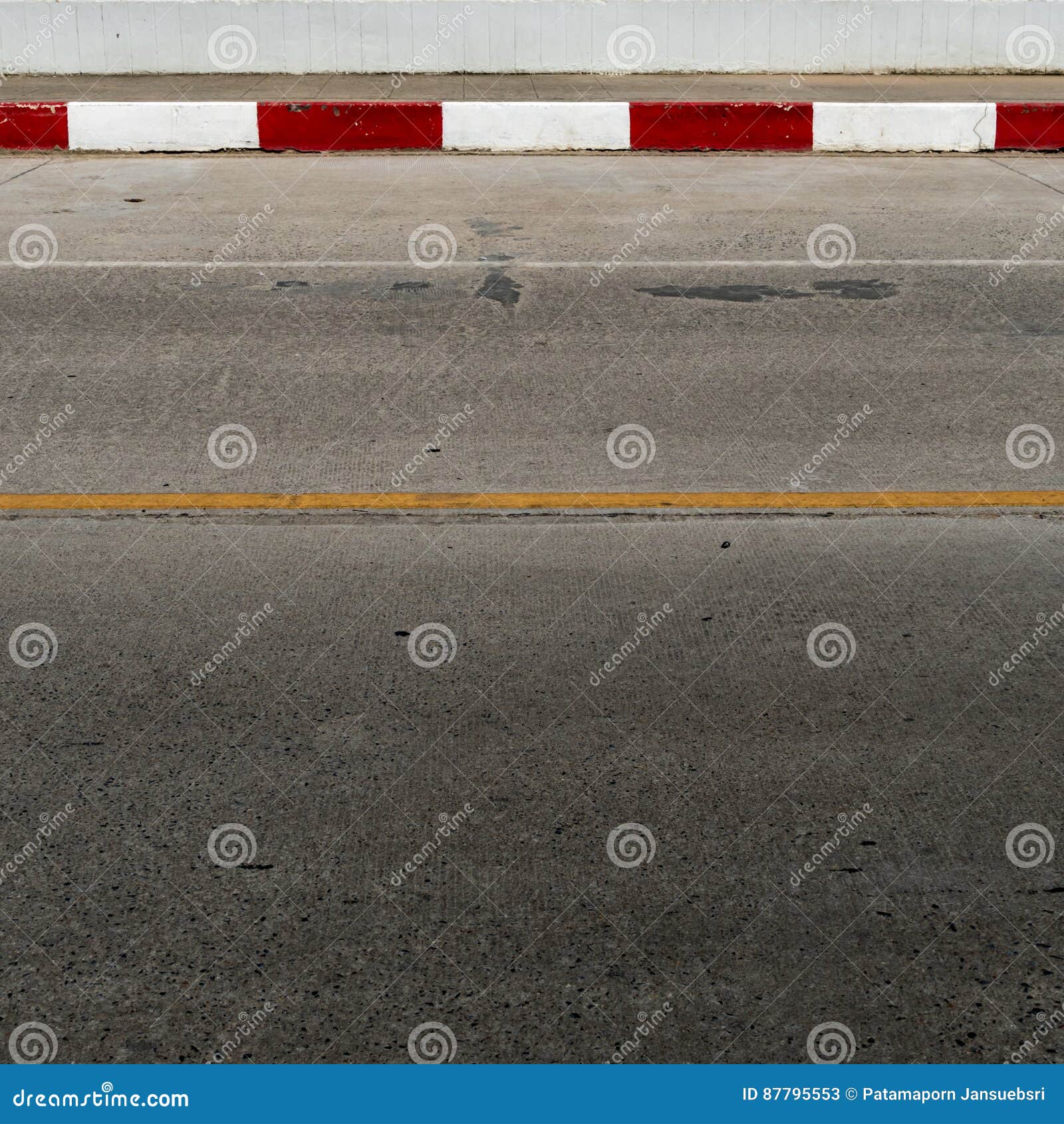 Red and White Concrete Road Curb Stock Image - Image of gray, road ...