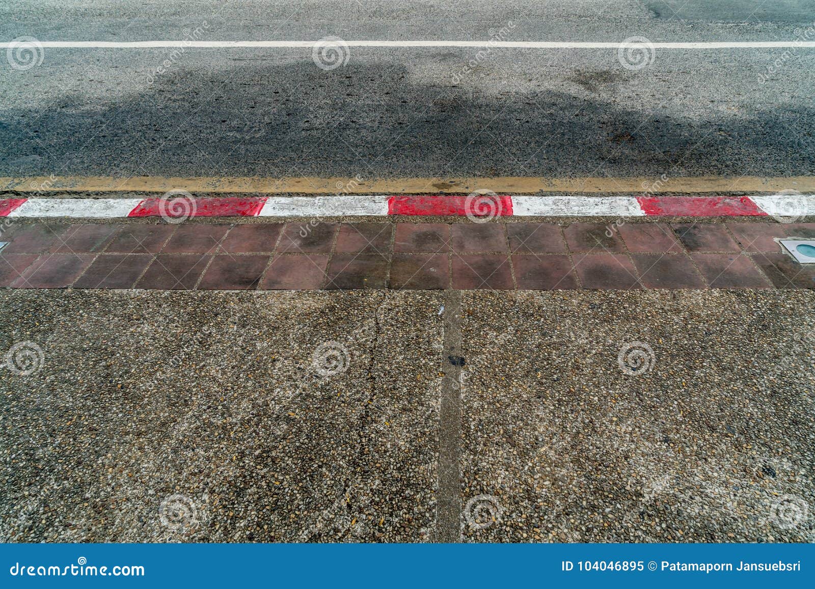 Red and White Concrete Road Curb Stock Image - Image of walk, grunge ...