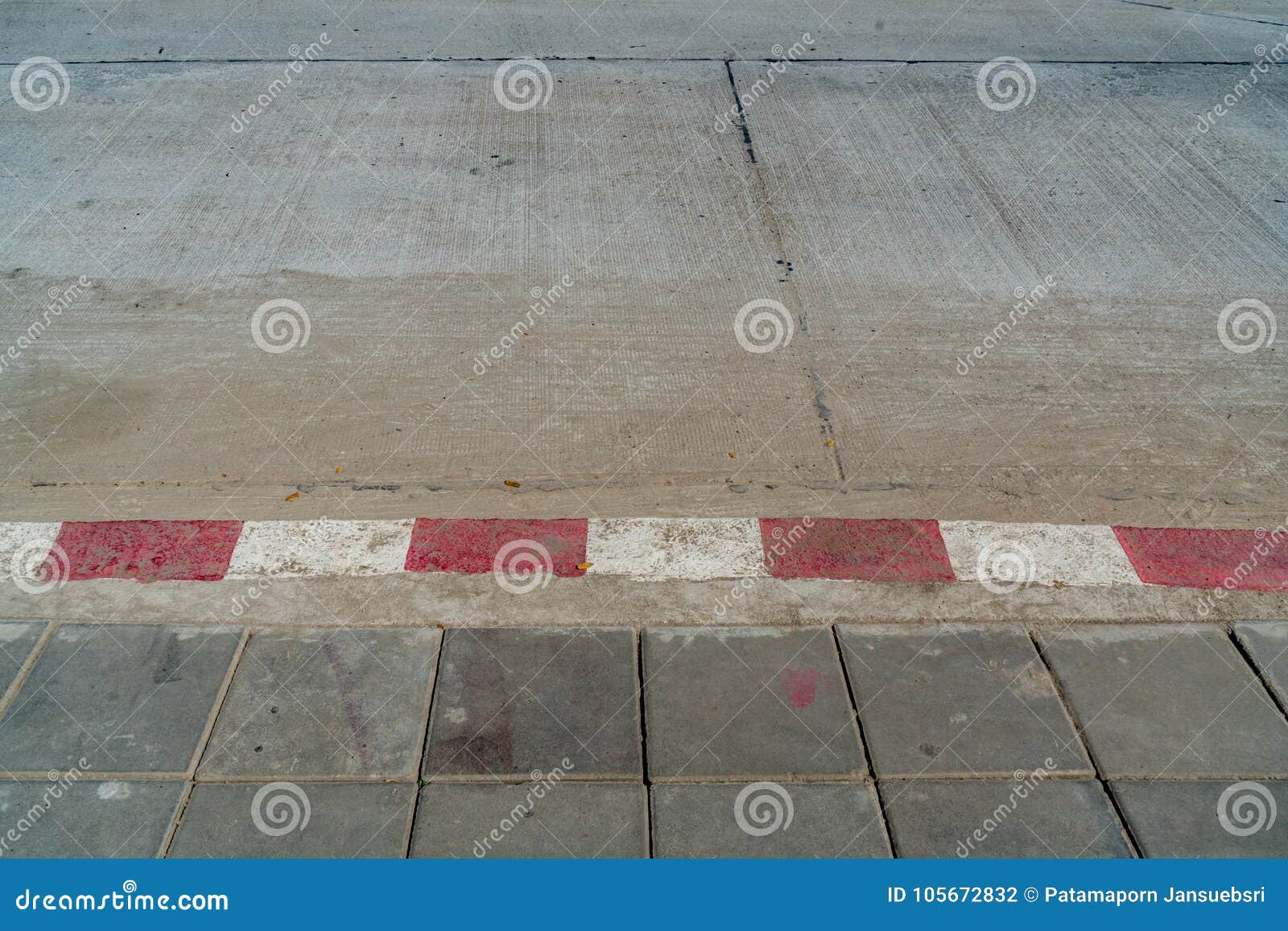Red and White Concrete Road Curb Stock Photo - Image of sign, view ...