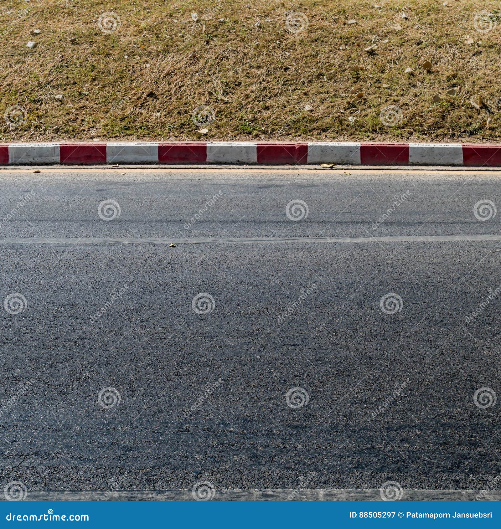 Red and White Concrete Road Curb Stock Image - Image of transportation ...