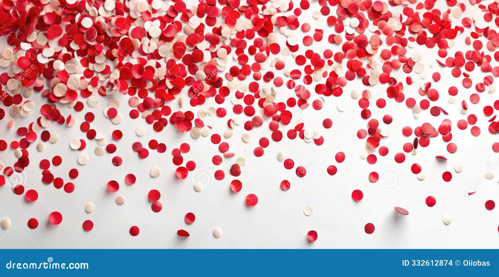 Red and White Confetti Falling on White Background - Top View ...