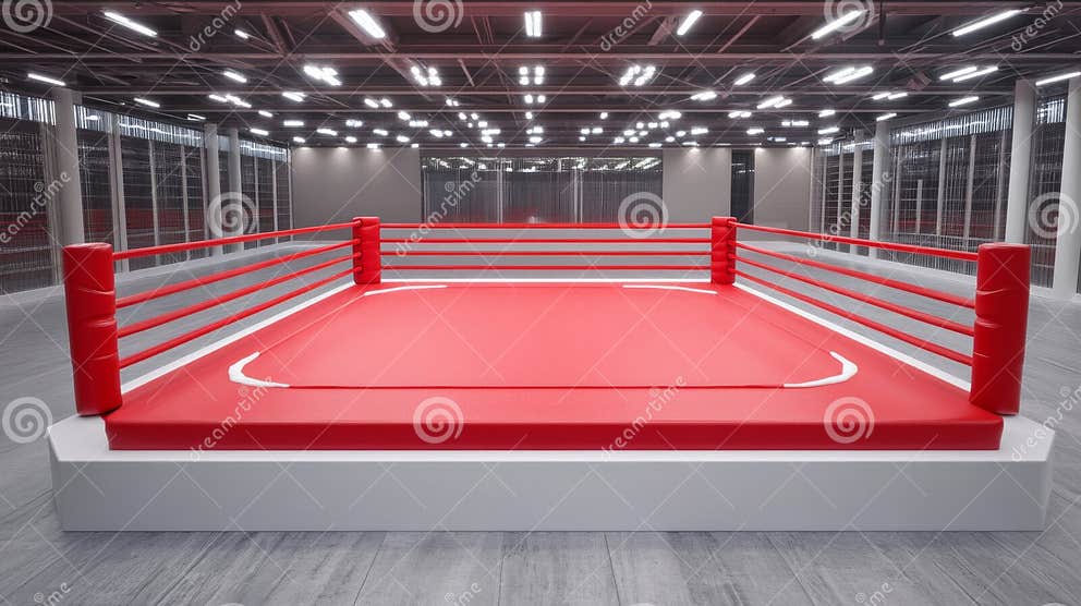 Red and White Corners of a Boxing Ring Isolated on White Stock Image ...