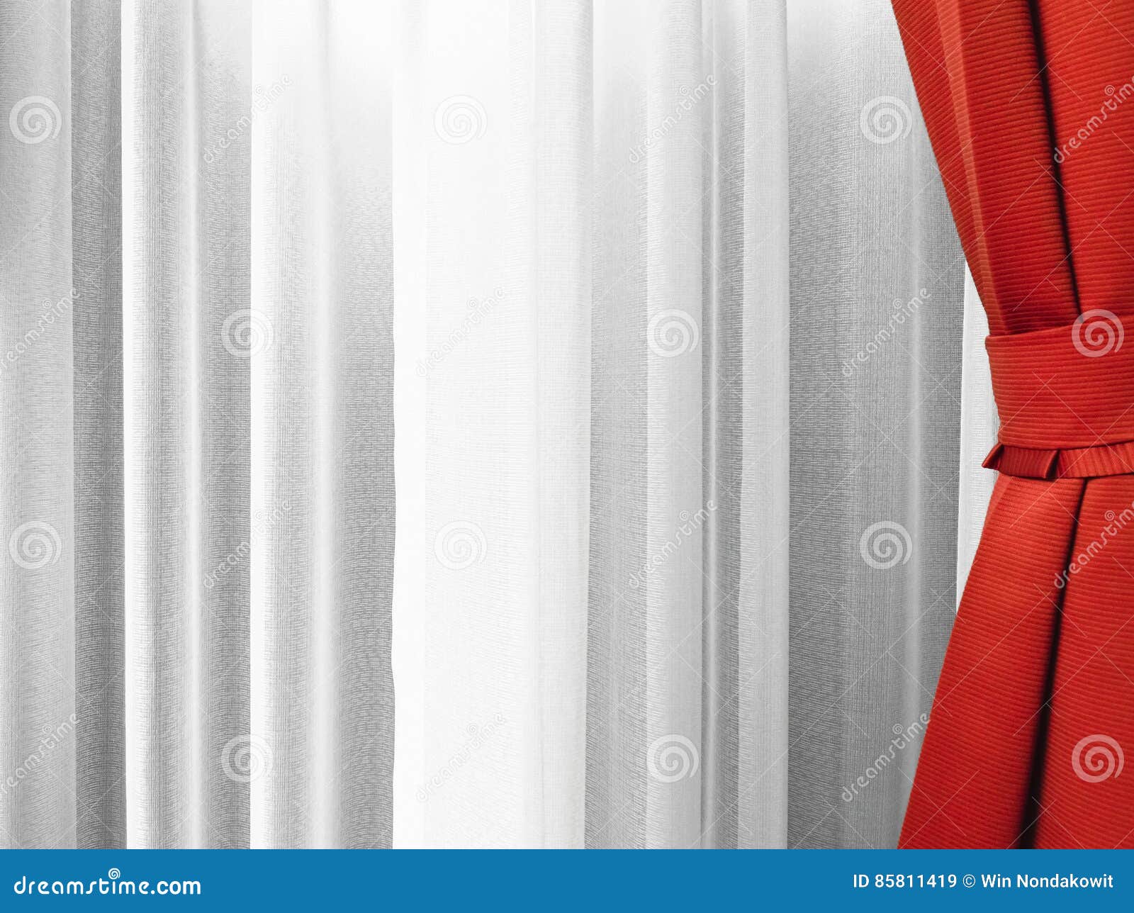 Red and white curtain stock image. Image of living, house - 85811419