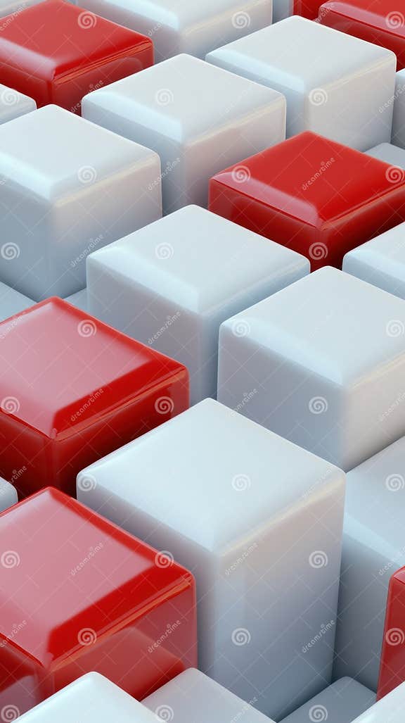 Red and White 3D Cubes Create a Striking Geometric Pattern, AI Stock ...