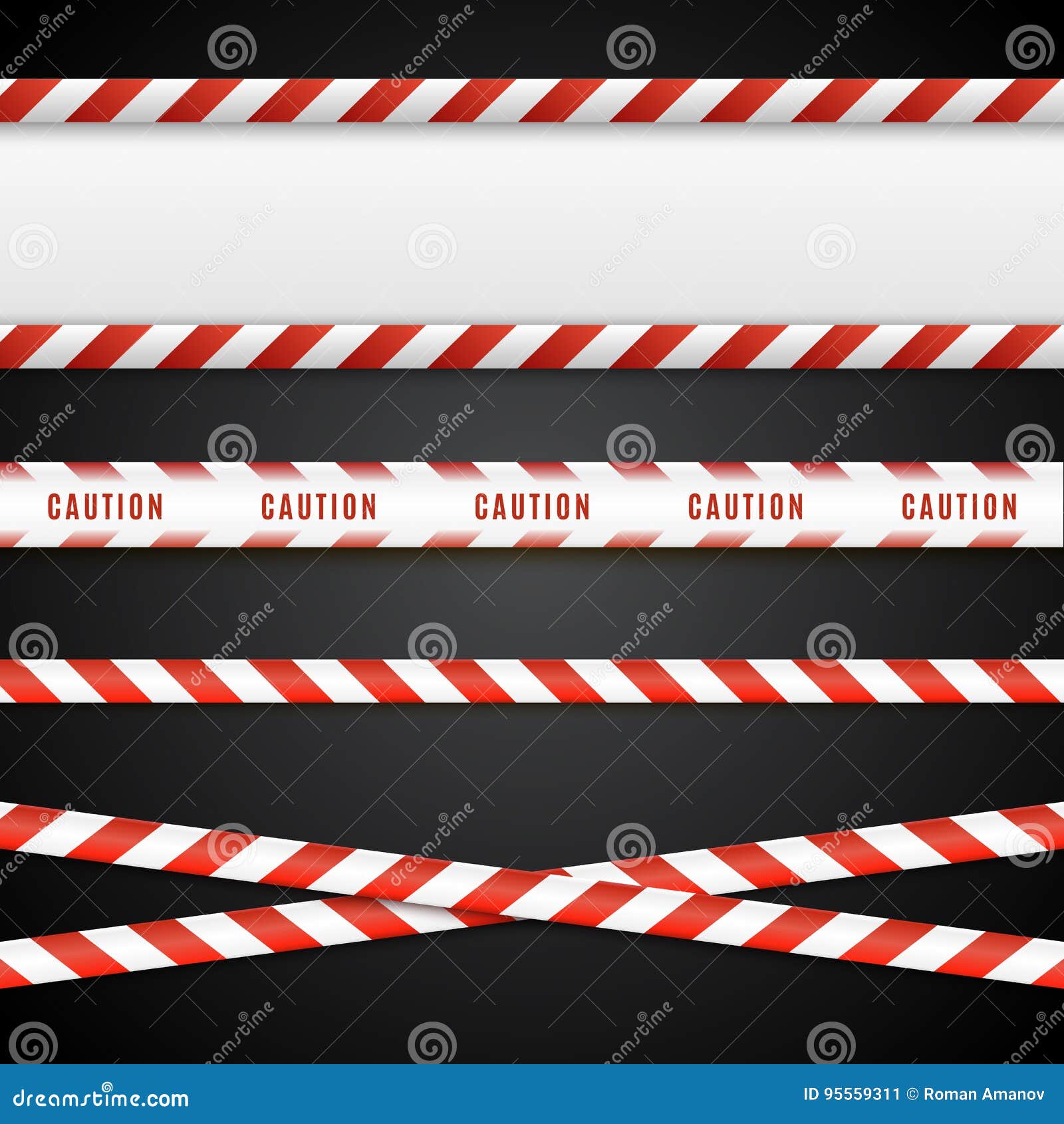 Red and White Danger Tapes. Caution Lines Isolated. Vector Illustration ...