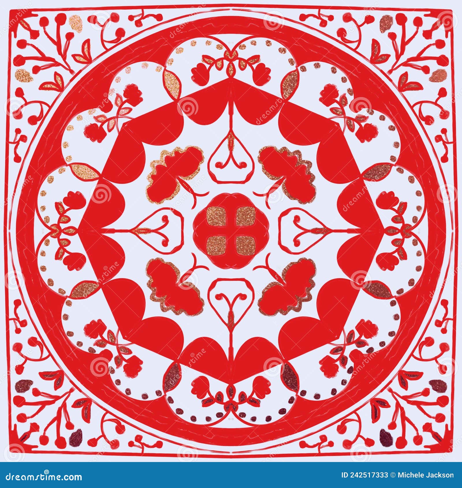 Red and White Designed Tile on Square Background Stock Image - Image of ...