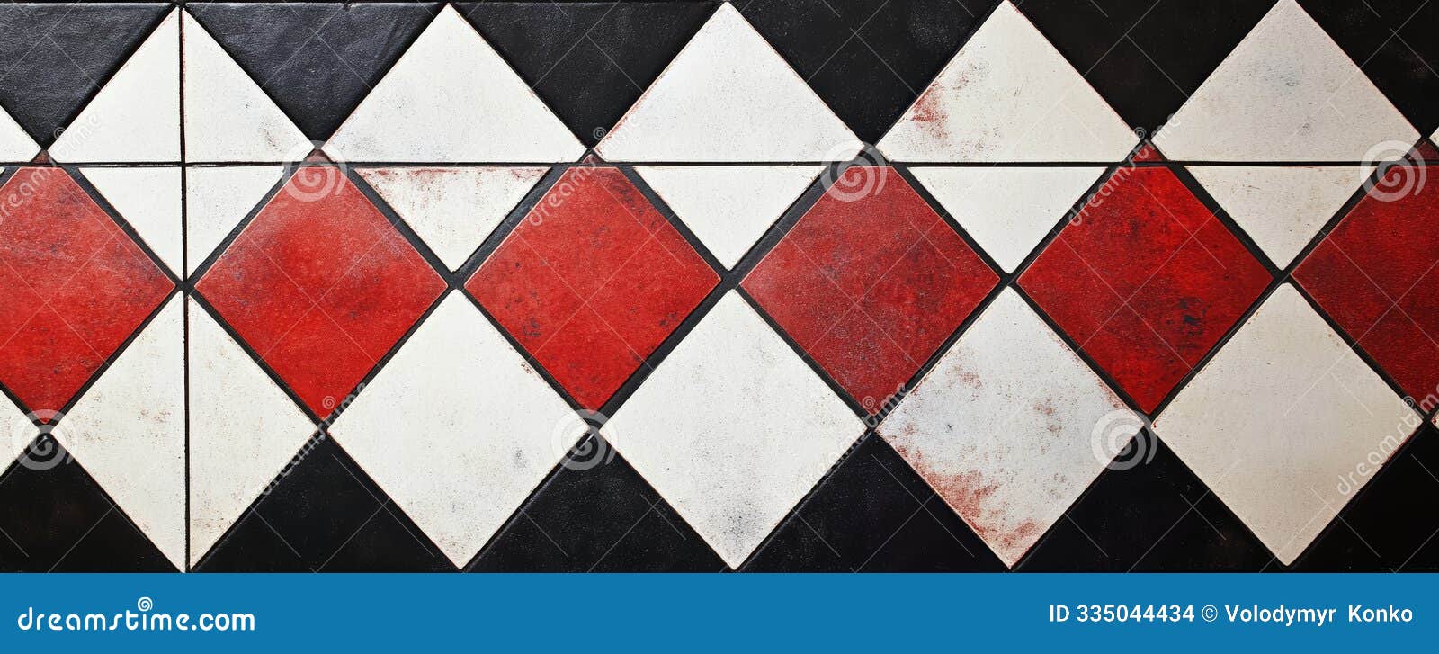 Red and White Diamond Pattern Tiles, Abstract Background. Modern ...