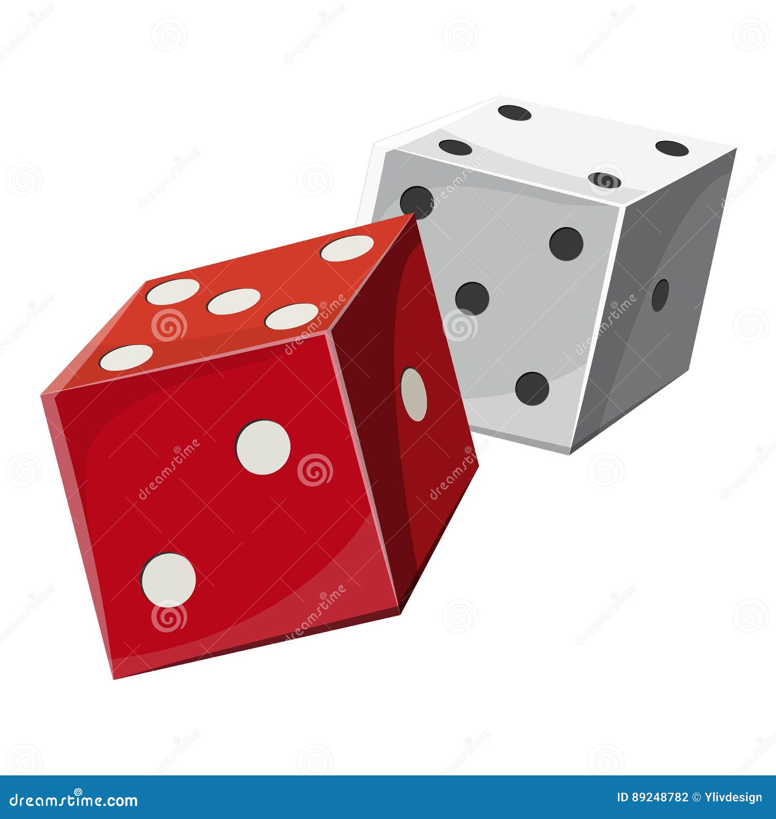 Red and White Dice Cubes Icon, Cartoon Style Stock Vector ...