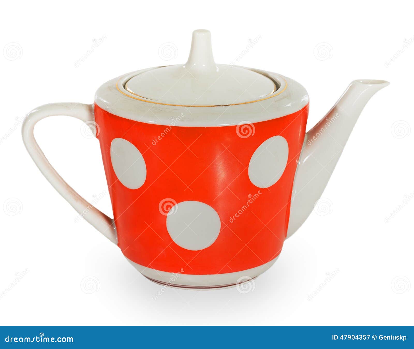 Red with white dots teapot stock image. Image of kettle - 47904357