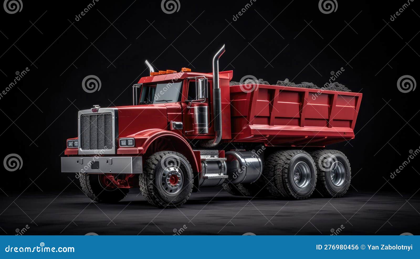 A Red and White Dump Truck on a Gray Background. Generative AI Stock Illustration - Illustration ...