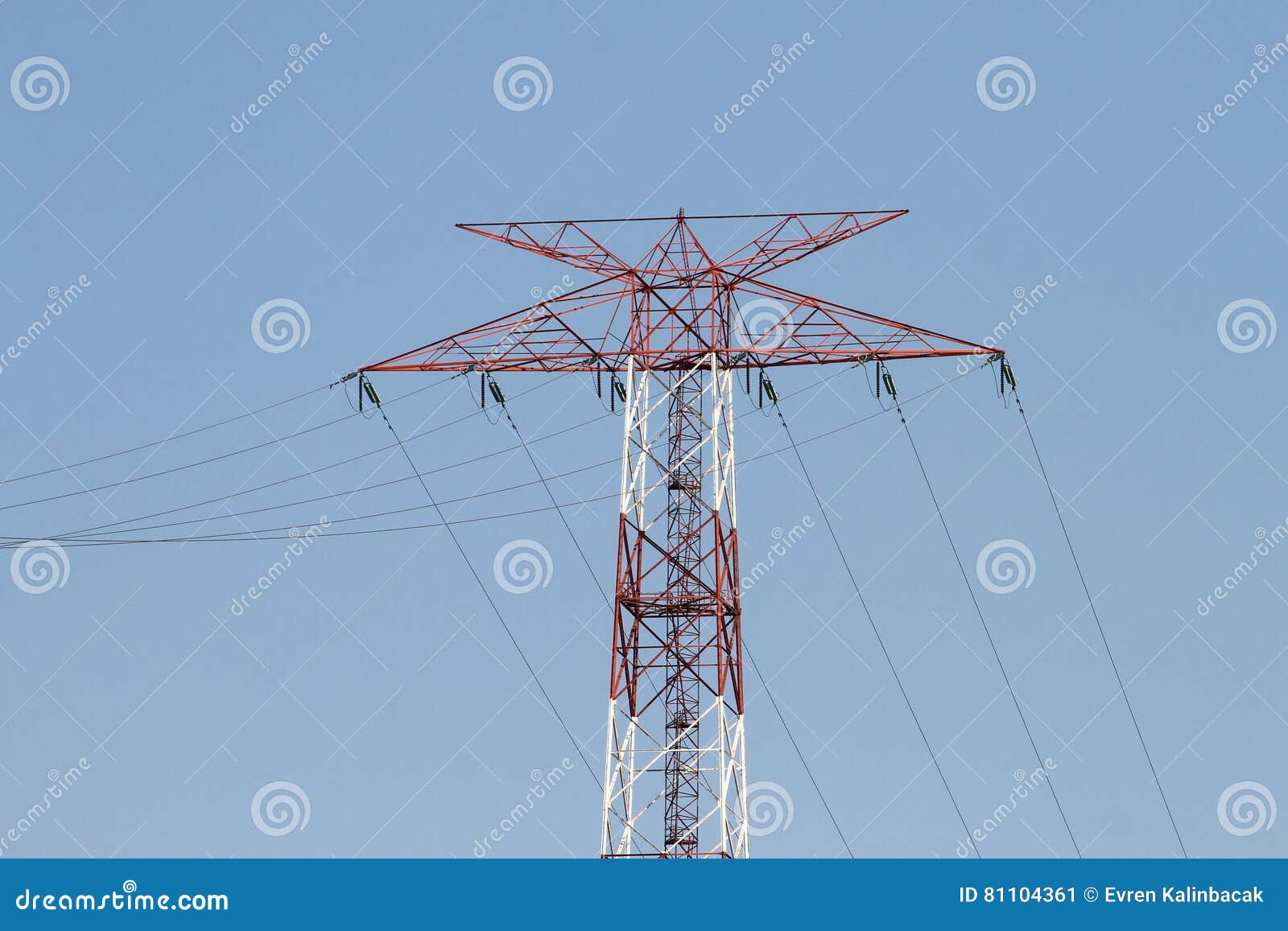 Red and White Electric Pole Stock Image - Image of energy, industrial ...