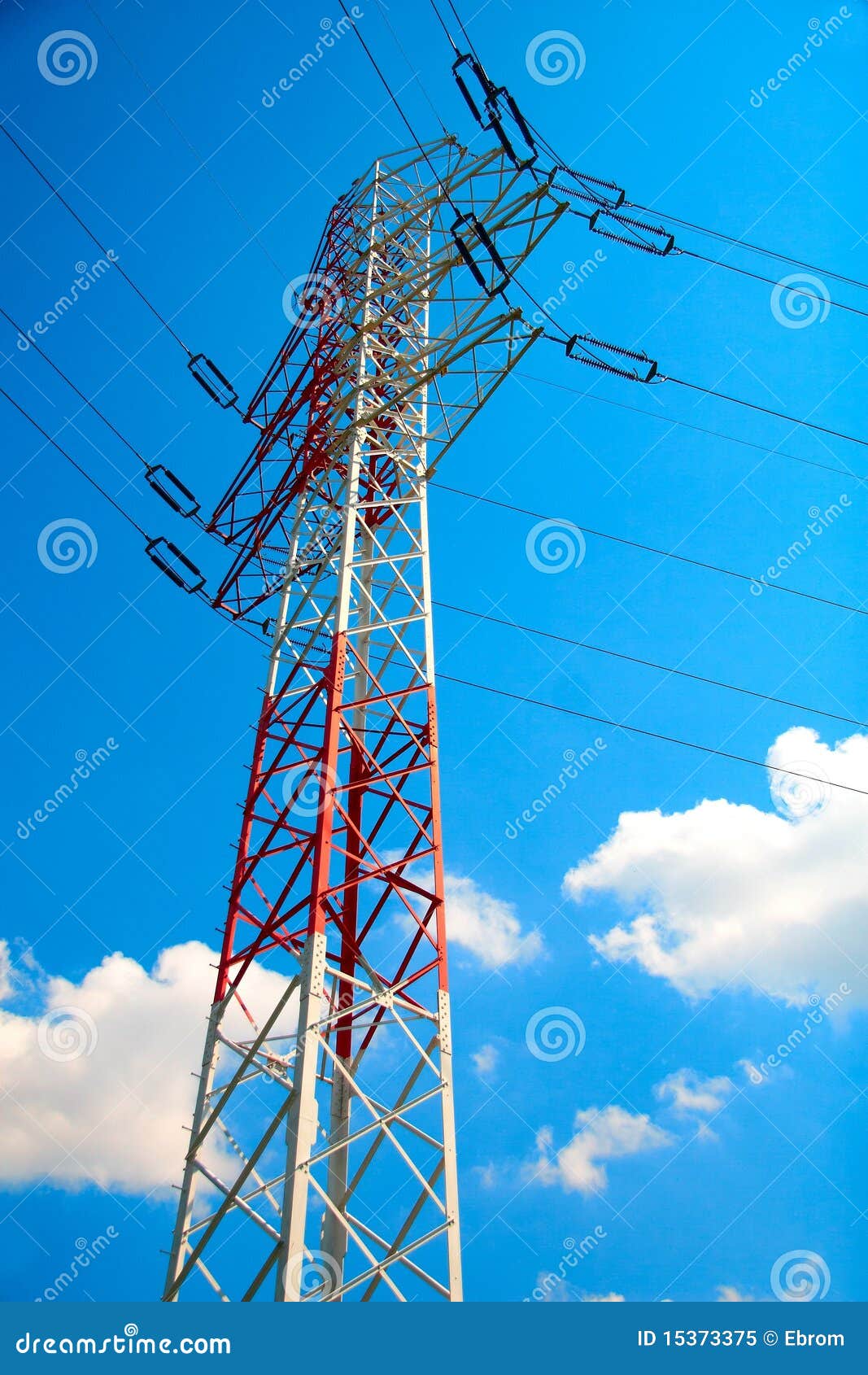 Red and White Electricity Pylon Stock Image - Image of pylon, lines ...