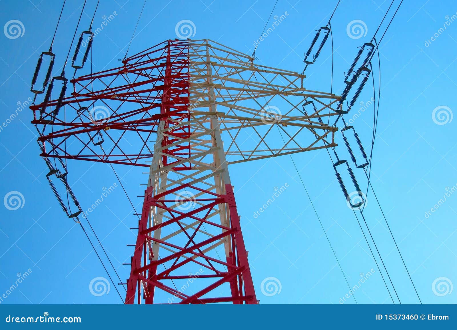 Red and White Electricity Pylon Stock Photo - Image of equipment, high ...