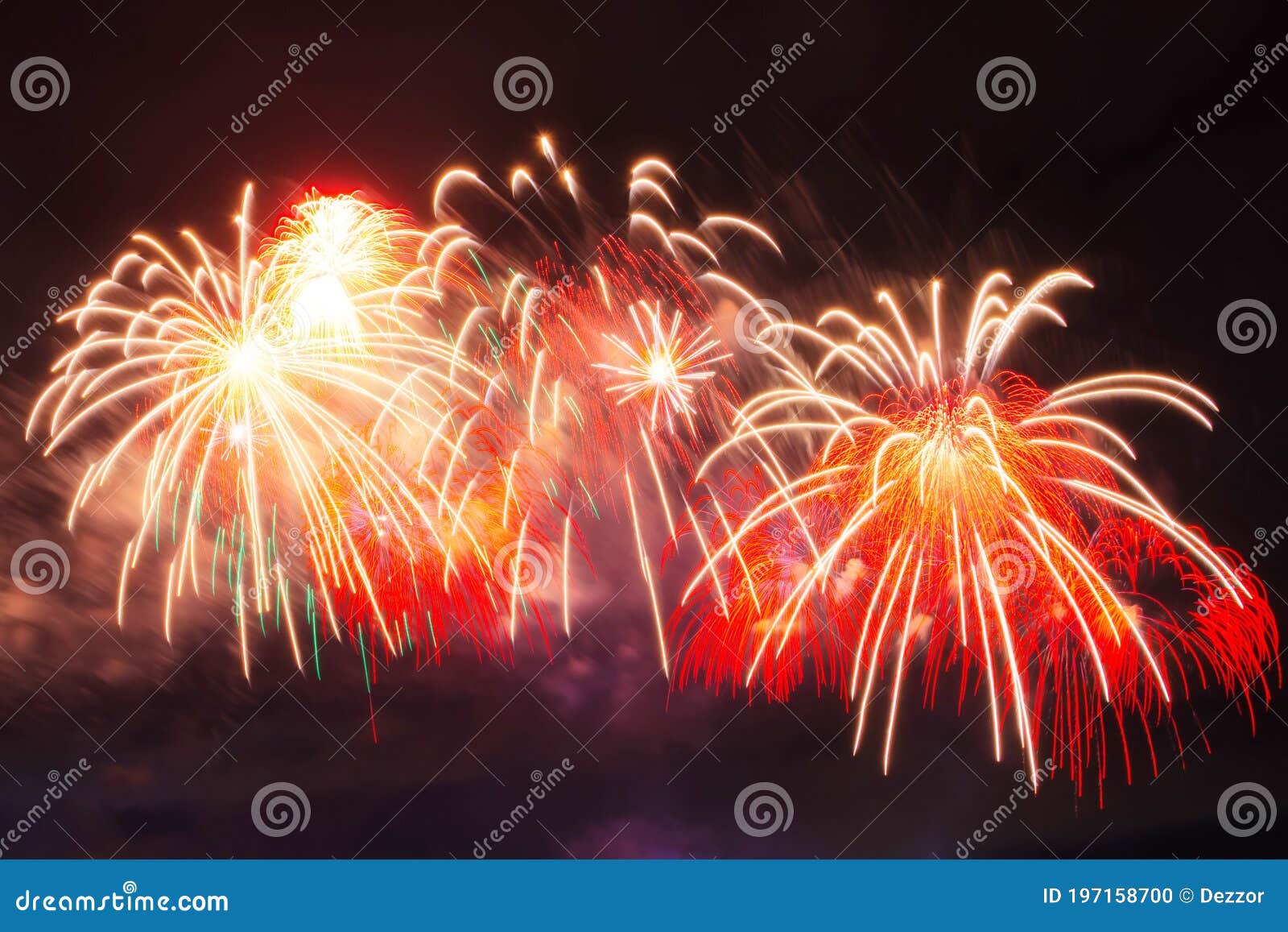 An Red an White Firework Explosion in the Night Sky Stock Photo - Image ...