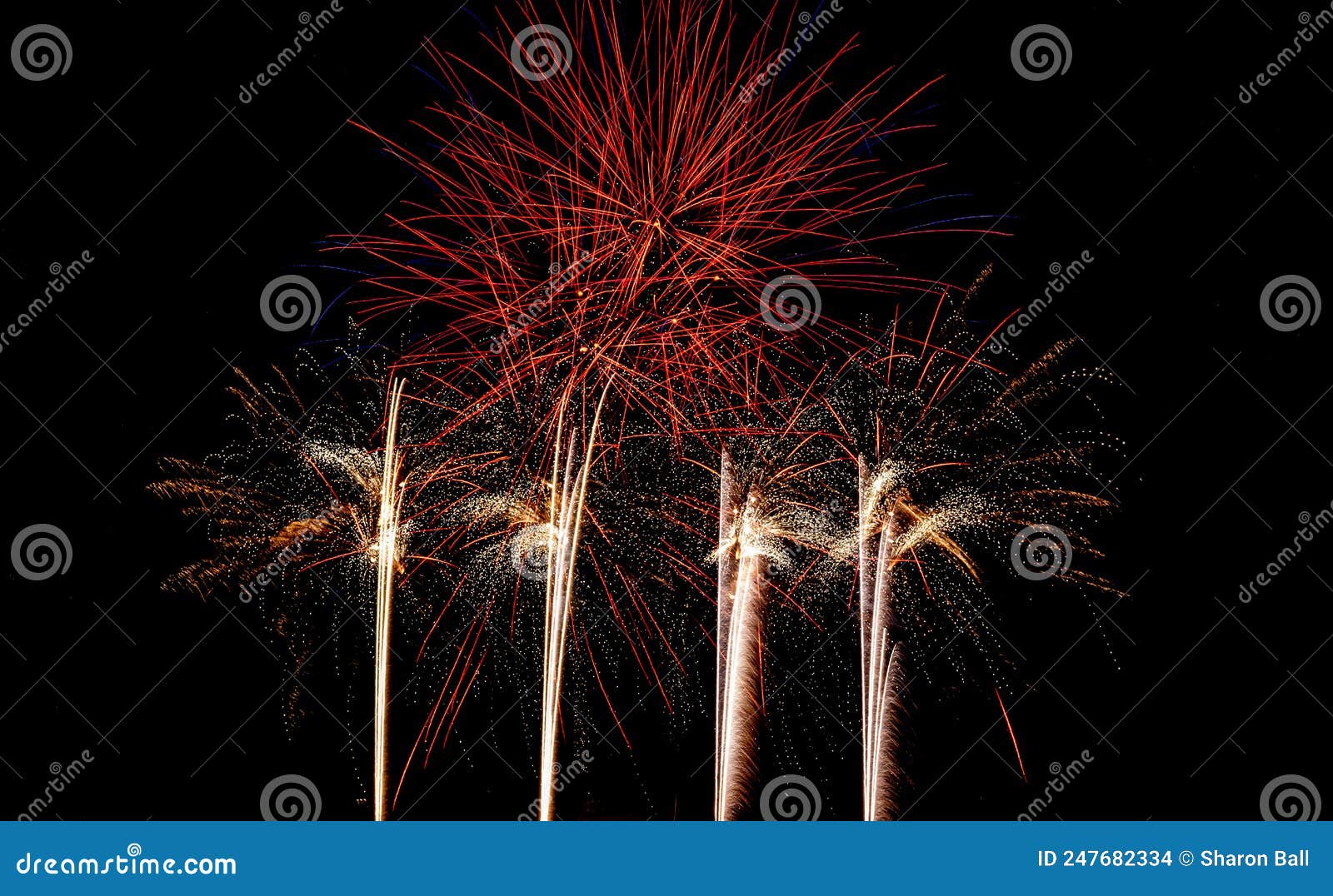 Red and white fireworks stock photo. Image of pyrotechnics - 247682334