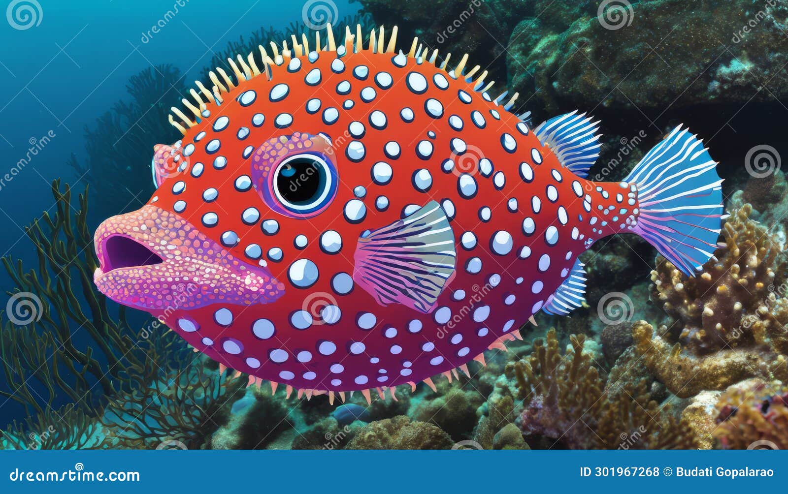A Red and White Fish with a Big Mouth Stock Illustration - Illustration ...