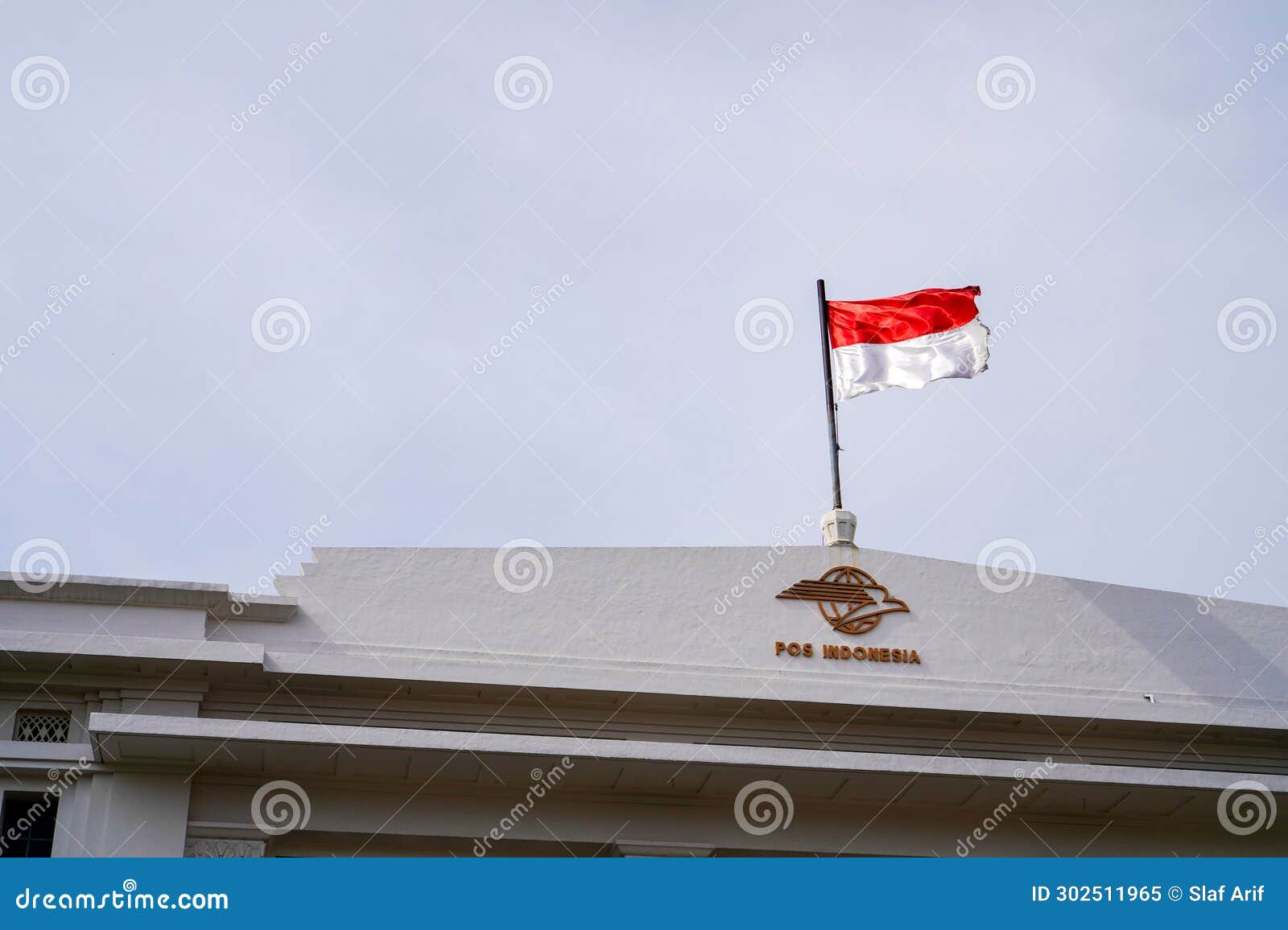 Red and White Flag Above the Indonesian Postal Museum Editorial Image ...