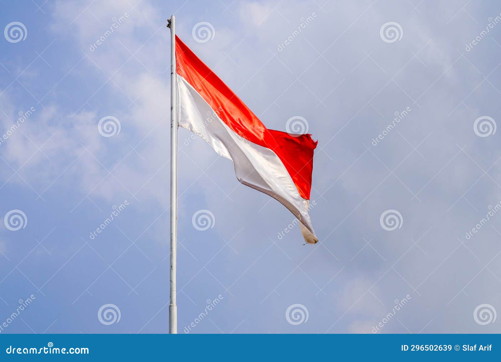 Bottom View of the Flag Flying at the End of the Pole. Stock Image ...