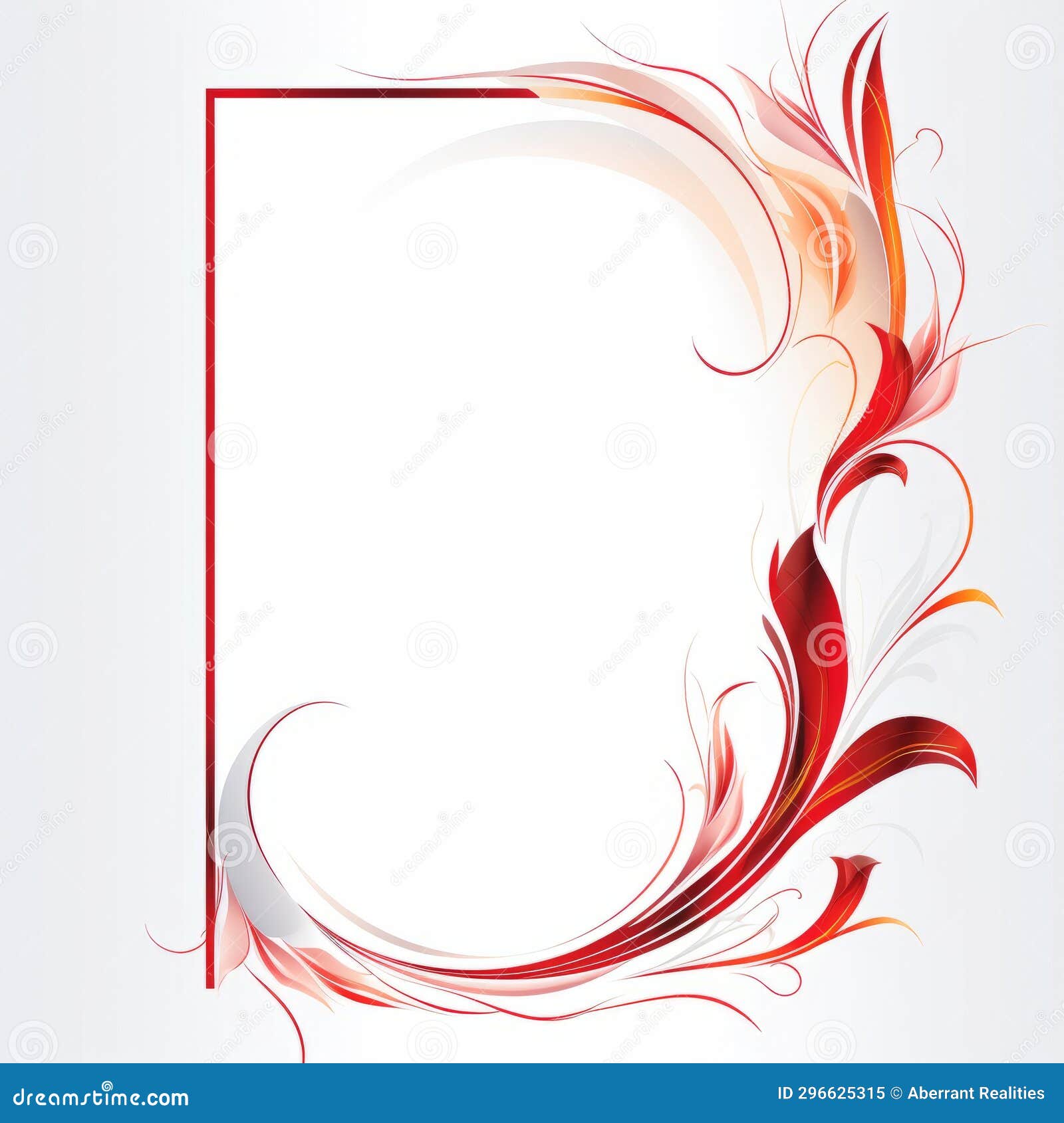 A Red and White Frame with a Floral Design Stock Illustration ...